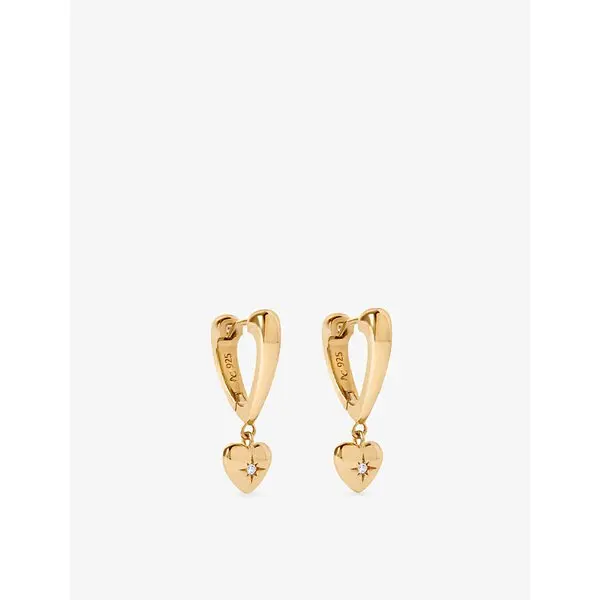 Astley Clarke Biography Heart Hoop Drop Earrings - Yellow Gold Vermeil