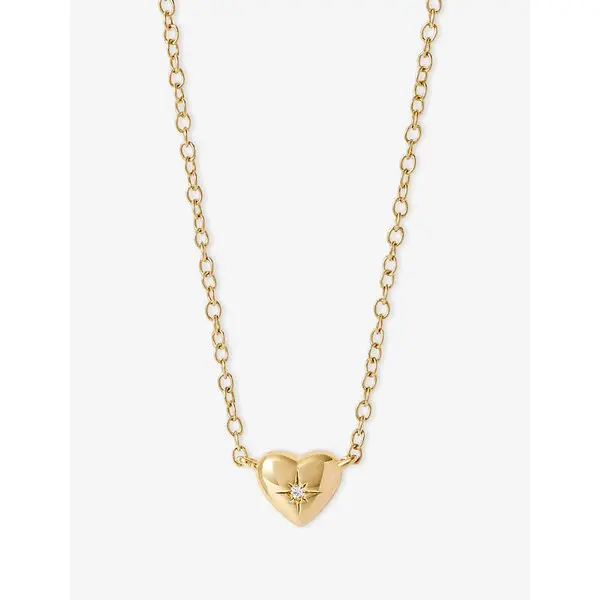 Astley Clarke Biography Mini Heart White Sapphire Necklace - Yellow Gold Vermeil