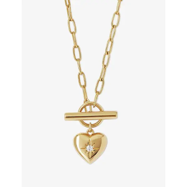 Astley Clarke Biography Heart T-bar Necklace - Yellow Gold Vermeil