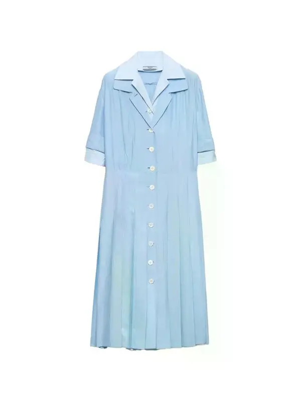 Prada Pongé And Poplin Shirt Dress - Blue