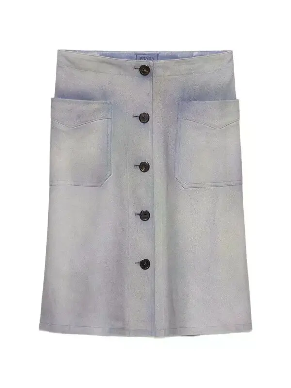 Prada Button-up Patch-pocket Skirt - Blue