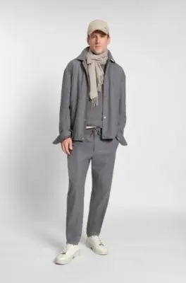 BOSS Relaxed-fit Overshirt In Brushed Stretch Flannel