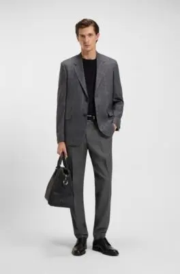 BOSS Formal Trousers In Micro-patterned Virgin Wool