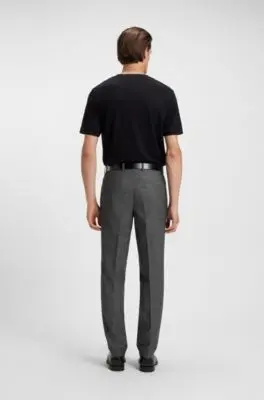 BOSS Formal Trousers In Micro-patterned Virgin Wool