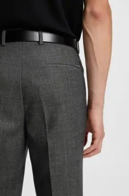 BOSS Formal Trousers In Micro-patterned Virgin Wool