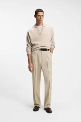 BOSS Oversized-fit Twill Trousers - Light Beige