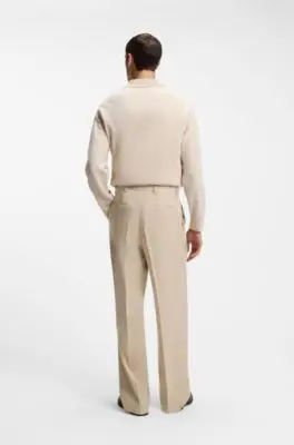 BOSS Oversized-fit Twill Trousers - Light Beige
