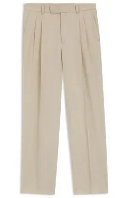 BOSS Oversized-fit Twill Trousers - Light Beige