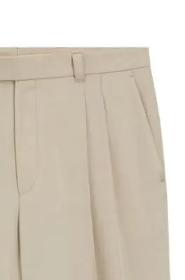 BOSS Oversized-fit Twill Trousers - Light Beige