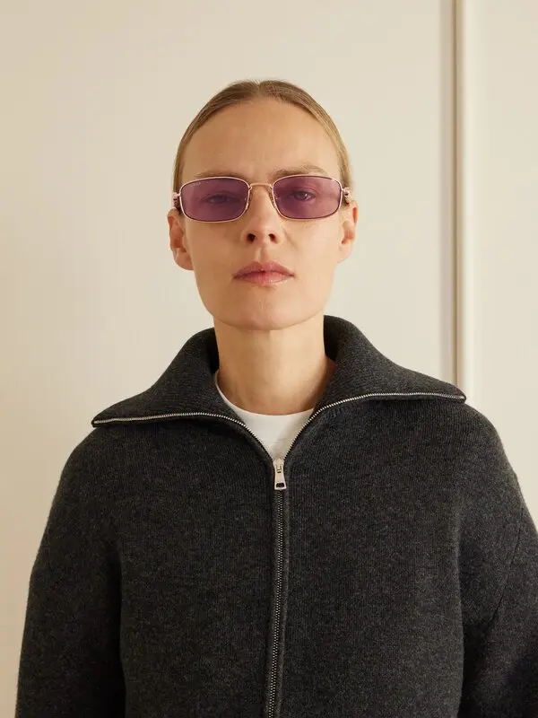 Gucci Bamboo Rectangular Metal Sunglasses