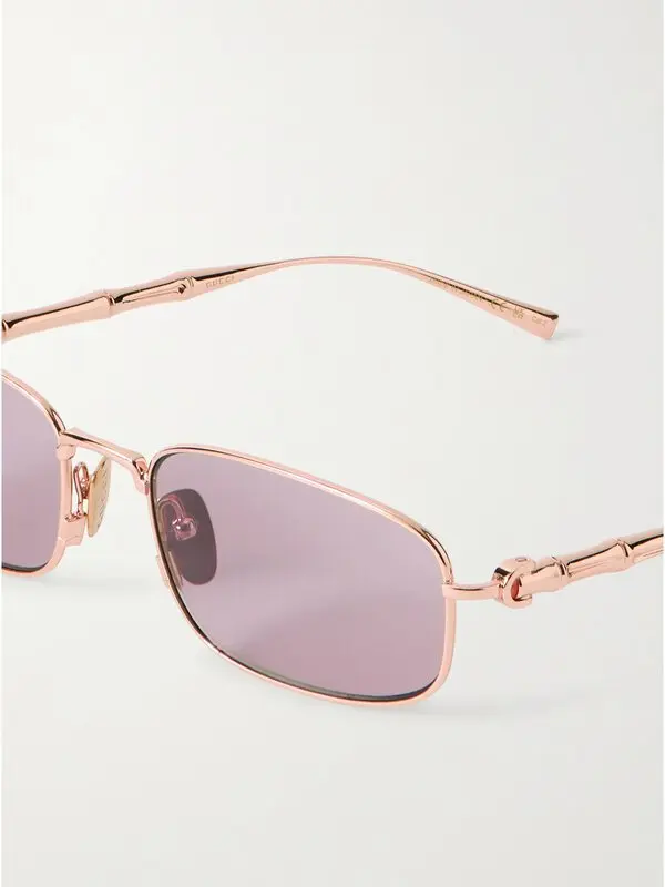 Gucci Bamboo Rectangular Metal Sunglasses