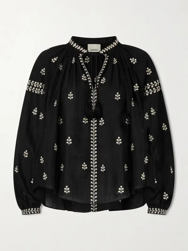 Isabel Marant Embroidered Silk Rodis Blouse