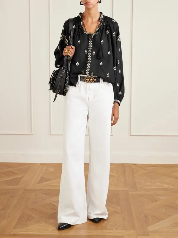Isabel Marant Embroidered Silk Rodis Blouse