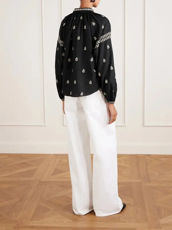 Isabel Marant Embroidered Silk Rodis Blouse
