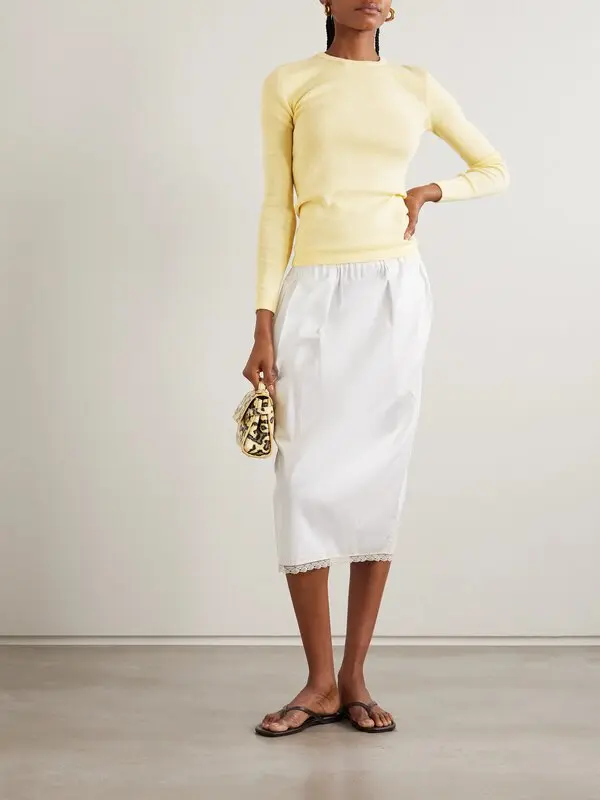 LISA YANG Vivian Ribbed Cotton And Cashmere-blend T-shirt - Yellow