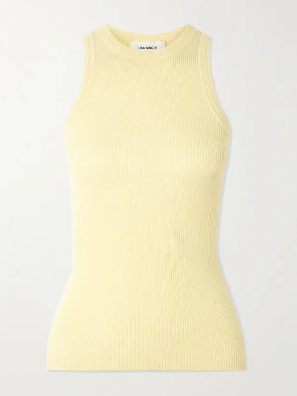 LISA YANG Amya Ribbed Cotton And Cashmere-blend Tank - Yellow