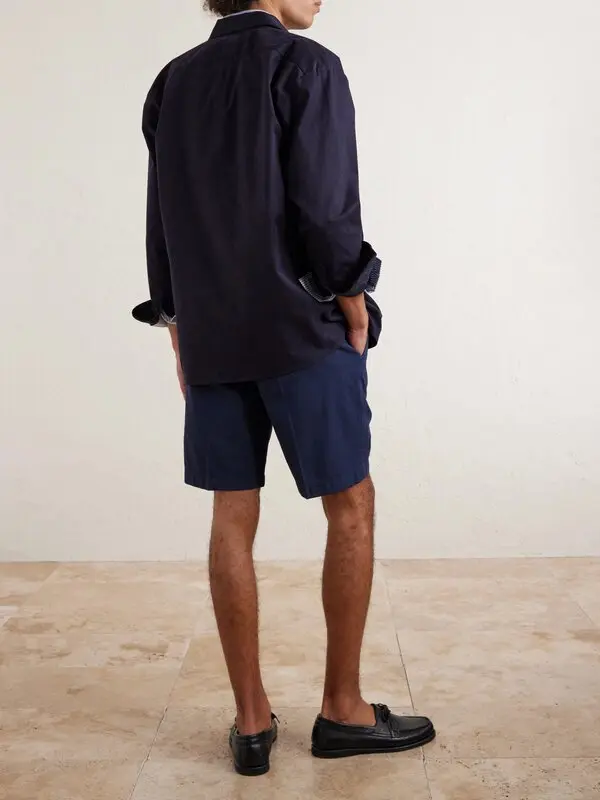 Boglioli Straight-leg Cotton-blend Shorts - Blue