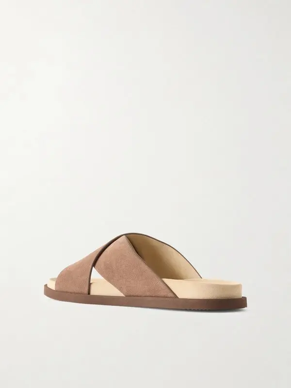 Brunello Cucinelli Suede Crossover Slides