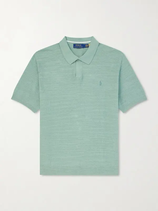 Polo Ralph Lauren Logo-embroidered Cotton And Linen-blend Polo Shirt - Green