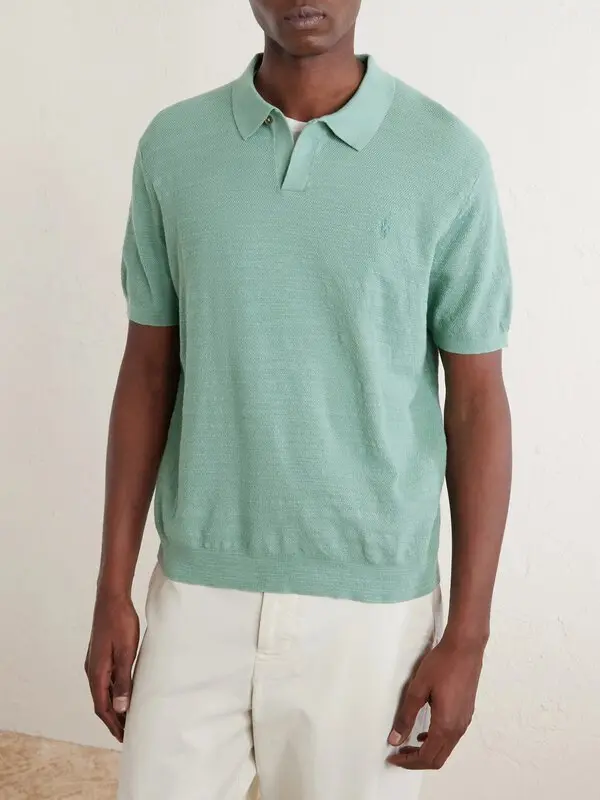 Polo Ralph Lauren Logo-embroidered Cotton And Linen-blend Polo Shirt - Green
