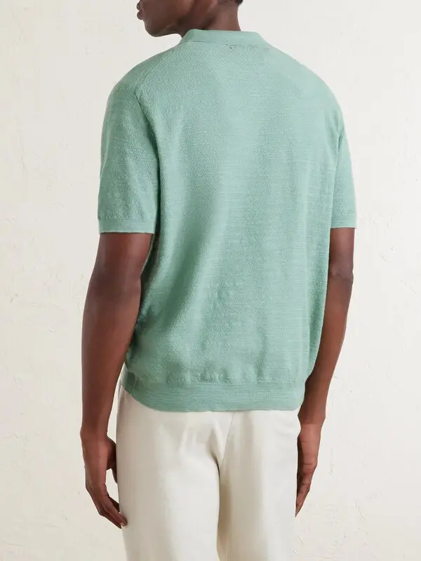 Polo Ralph Lauren Logo-embroidered Cotton And Linen-blend Polo Shirt - Green