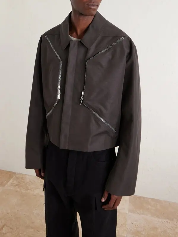 Rick Owens Temple Heizer Mac Oversized Cotton-blend Satin Jacket - Gray