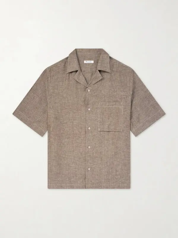 Loro Piana Federico Camp-collar Linen Shirt - Brown