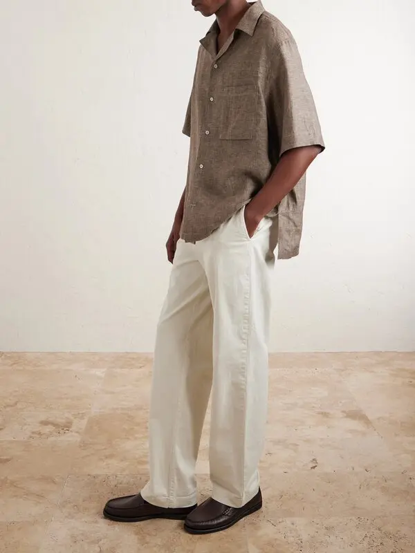 Loro Piana Federico Camp-collar Linen Shirt - Brown