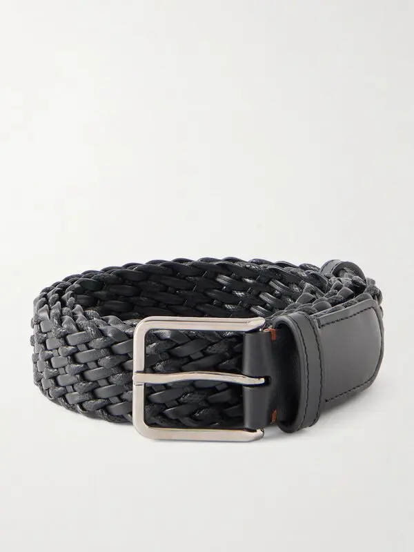 Loro Piana 3cm Braided Leather And Cord Belt - Black