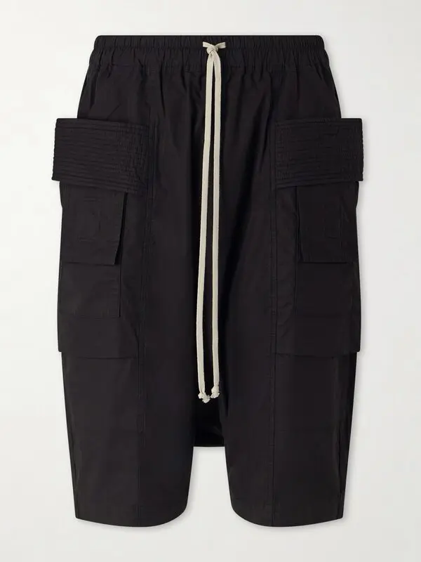 Rick Owens Creatch Pods Straight-leg Cotton Cargo Shorts