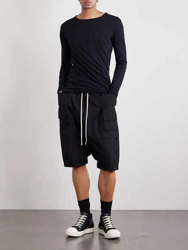 Rick Owens Creatch Pods Straight-leg Cotton Cargo Shorts