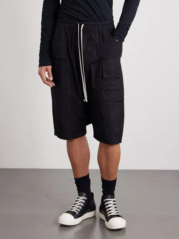 Rick Owens Creatch Pods Straight-leg Cotton Cargo Shorts