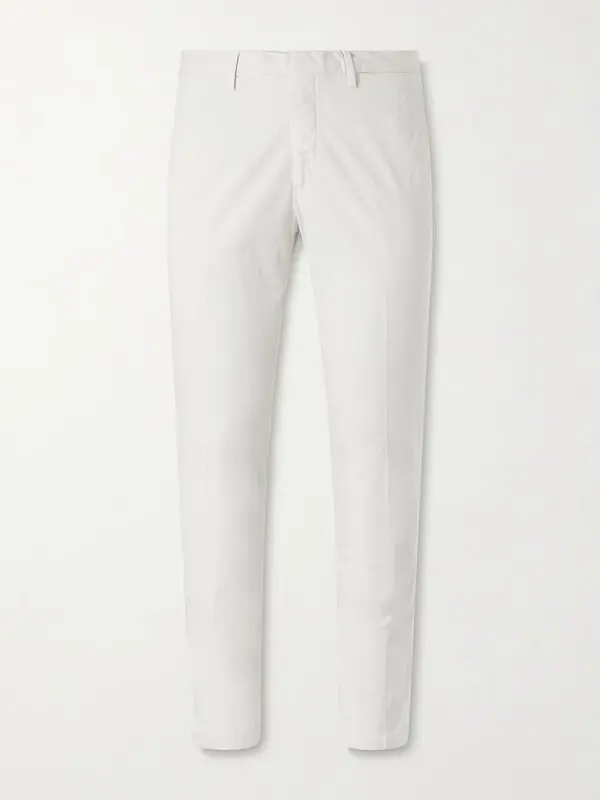 Boglioli Tapered Cotton-blend Trousers - Neutrals