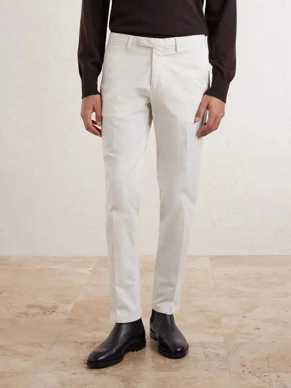 Boglioli Tapered Cotton-blend Trousers - Neutrals