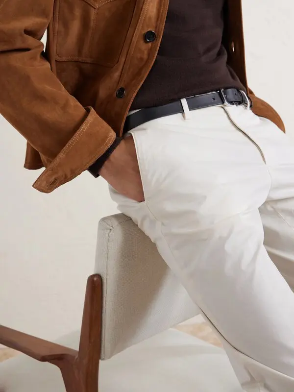 Boglioli Tapered Cotton-blend Trousers - Neutrals