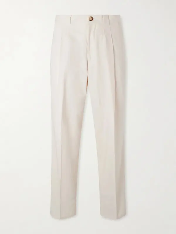 Brunello Cucinelli Straight-leg Pleated Cotton-twill Suit Trousers