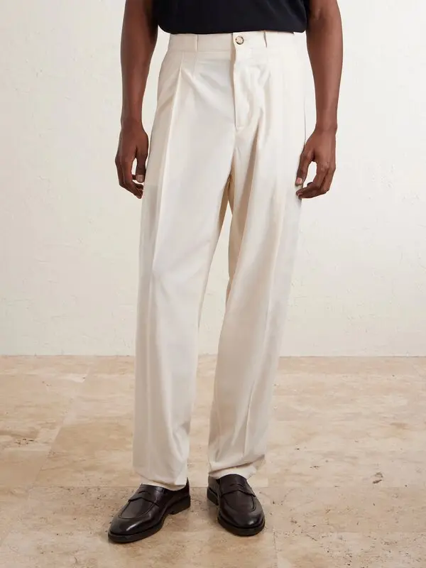 Brunello Cucinelli Straight-leg Pleated Cotton-twill Suit Trousers