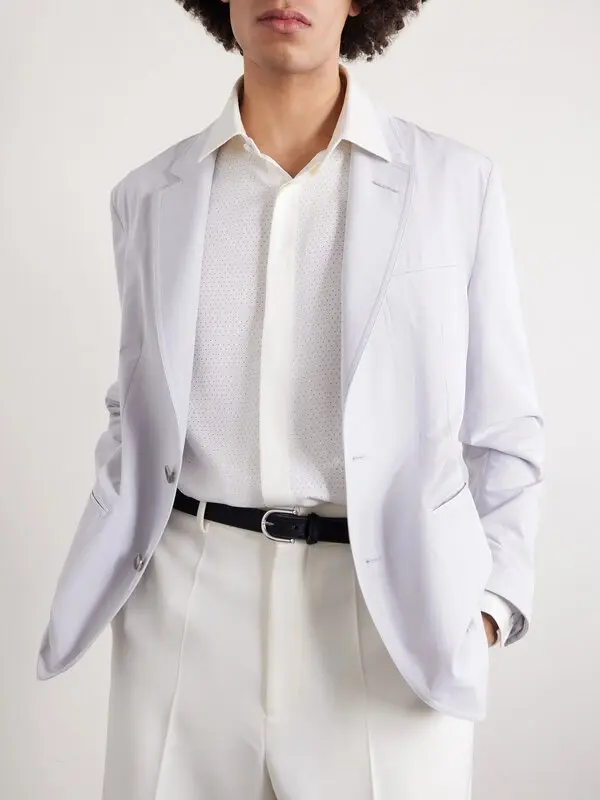 TOM FORD Perforated Silk-twill Shirt - Neutrals