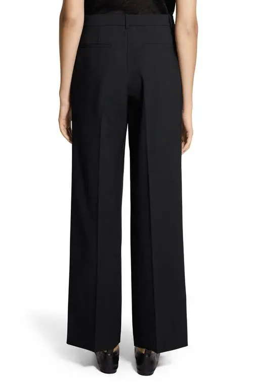 Theory Stretch Wool Wide Leg Pants - Black
