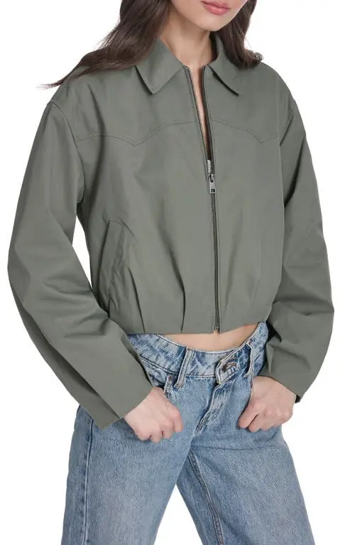 LEVI'S Cropped Bubble Hem Bomber Jacket - Sage