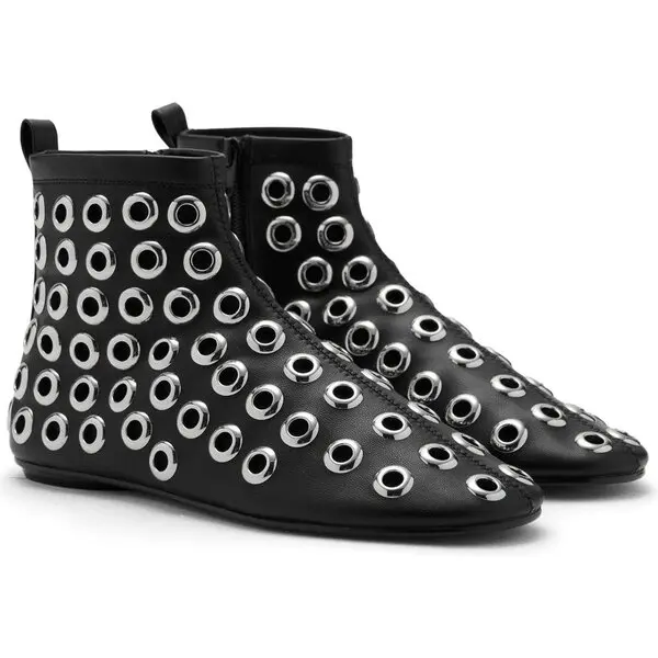 Mango Faux Leather Ankle Boots With Eyelets