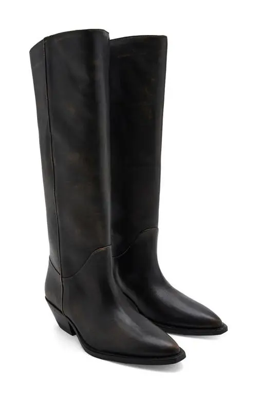 Mango Worn Look Leather Boots
