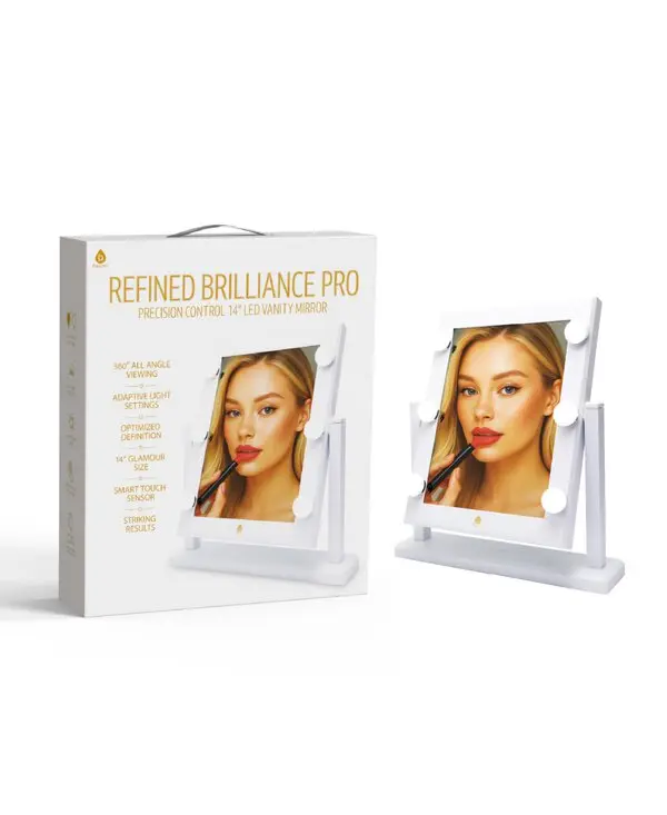 PURSONIC 14" Led Hollywood Glam Mirror – Refined Brilliance Pro Lighted Makeup Mirror - White