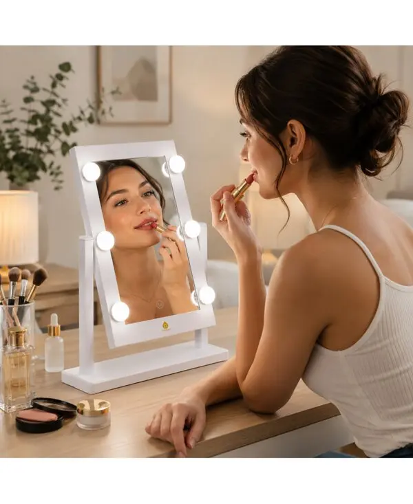 PURSONIC 14" Led Hollywood Glam Mirror – Refined Brilliance Pro Lighted Makeup Mirror - White