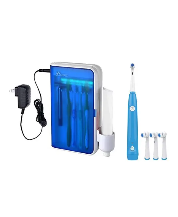 PURSONIC Usb Rechargeable Rotary Toothbrush & Uv Sanitizer Station 3 Brush Heads Included - No Color