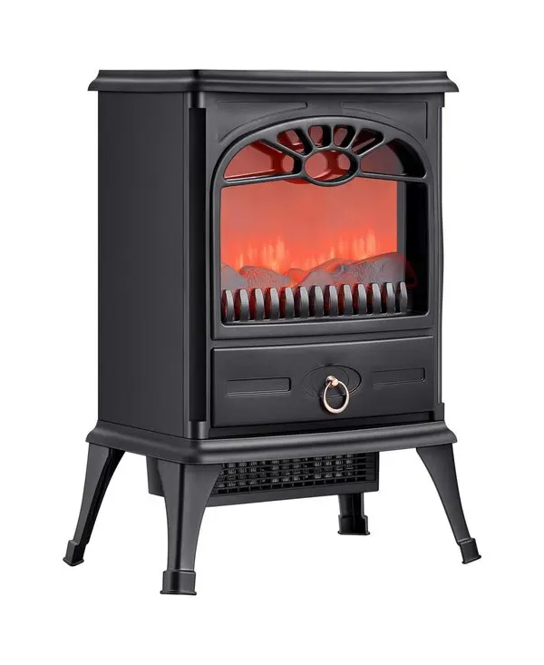 SUGIFT 22.8" Freestanding Electric Fireplace Stove Heater 1500w Realistic Flames - Black