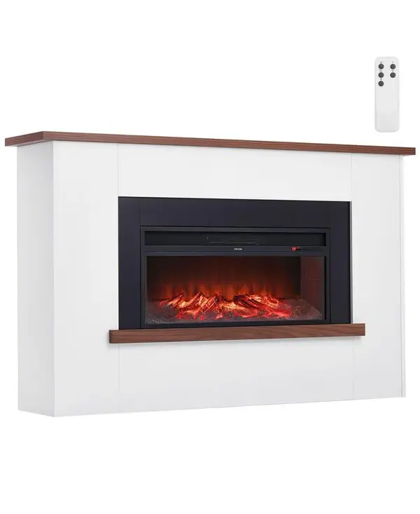 SUGIFT 65.5" Freestanding Electric Fireplace Stove Heater With Mantel 1500w - White