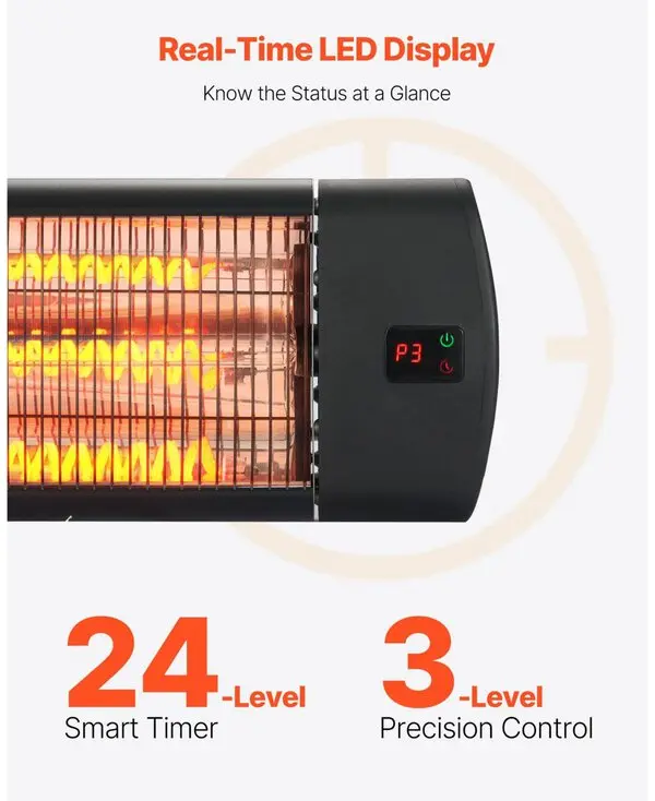 SUGIFT 1500w Infrared Space Heater Carbon Fiber With Ip65 Rating And Remote