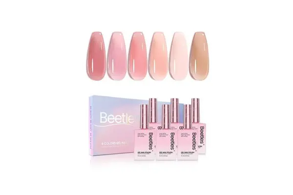 BEETLES Nude Pink Gel Nail Polish Set 6 Colors - Light Pink Jelly
