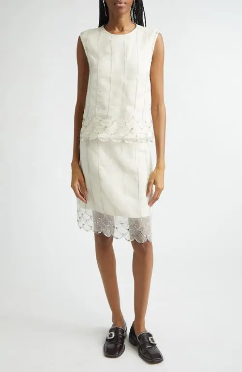 WALES BONNER Triumph Beaded Silk Organza Skirt - Ivory